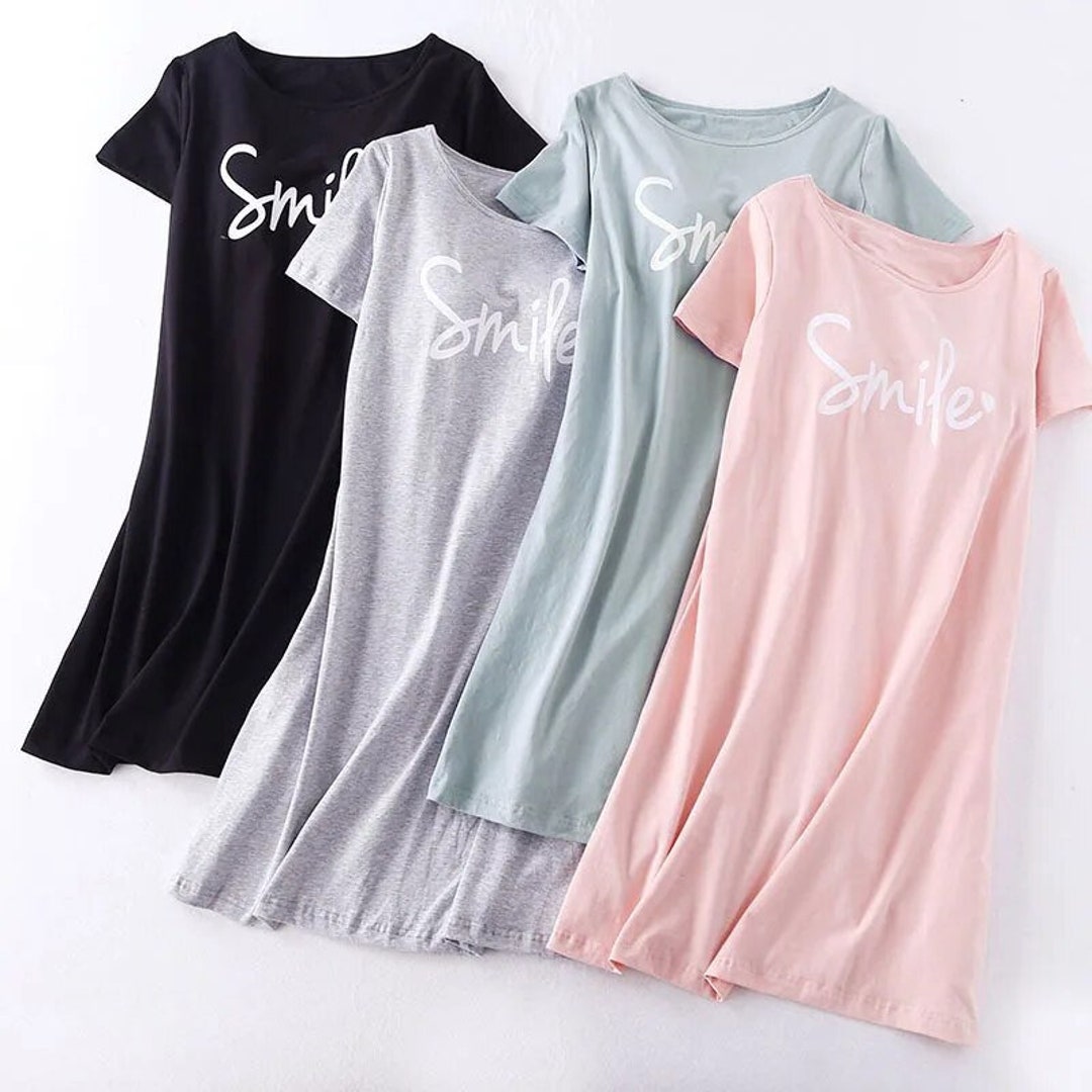 Nighties With Bra Support Nighty Built-in Bra Smile Cotton - Etsy
