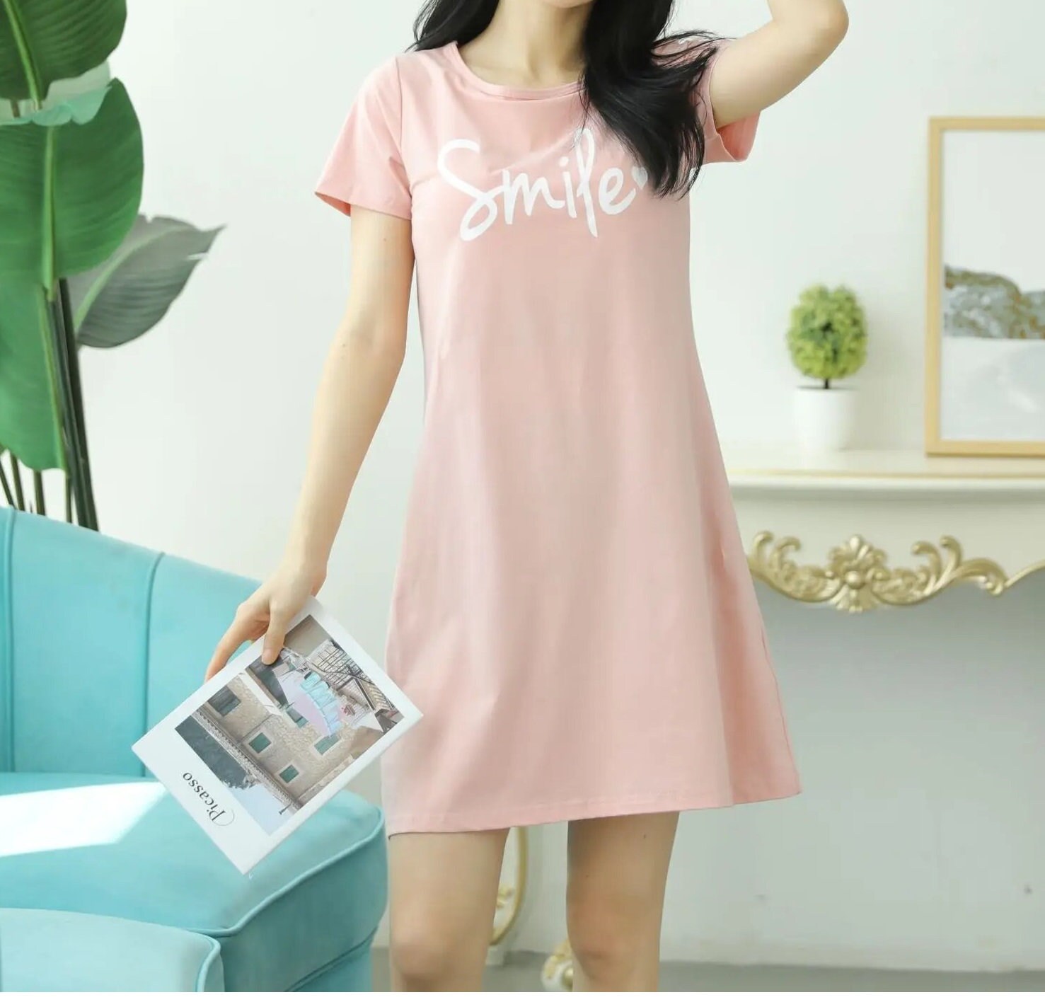 Nighties With Bra Support Nighty Built-in Bra Smile Cotton - Etsy