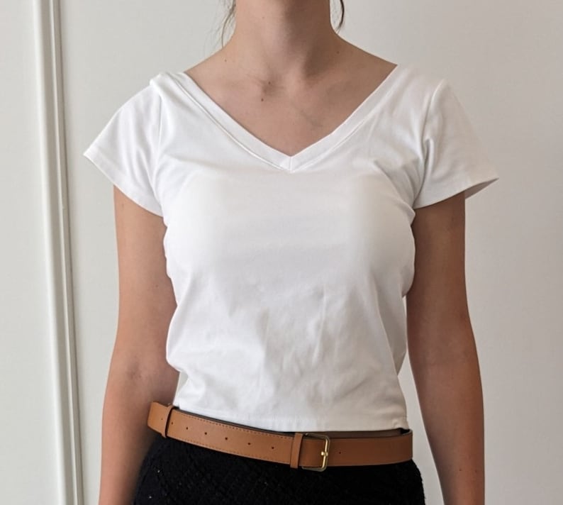 Built in Bra Top Tshirt V Neck Shelf Bra T Shirt Cotton - Etsy