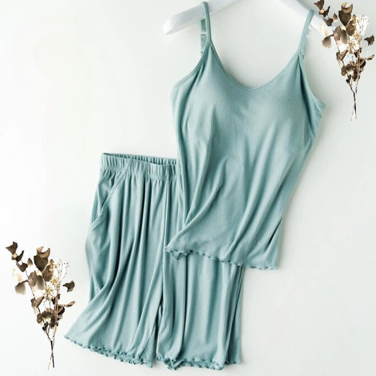 Pyjama Set With Built in Bra Singlet and Shorts - Etsy