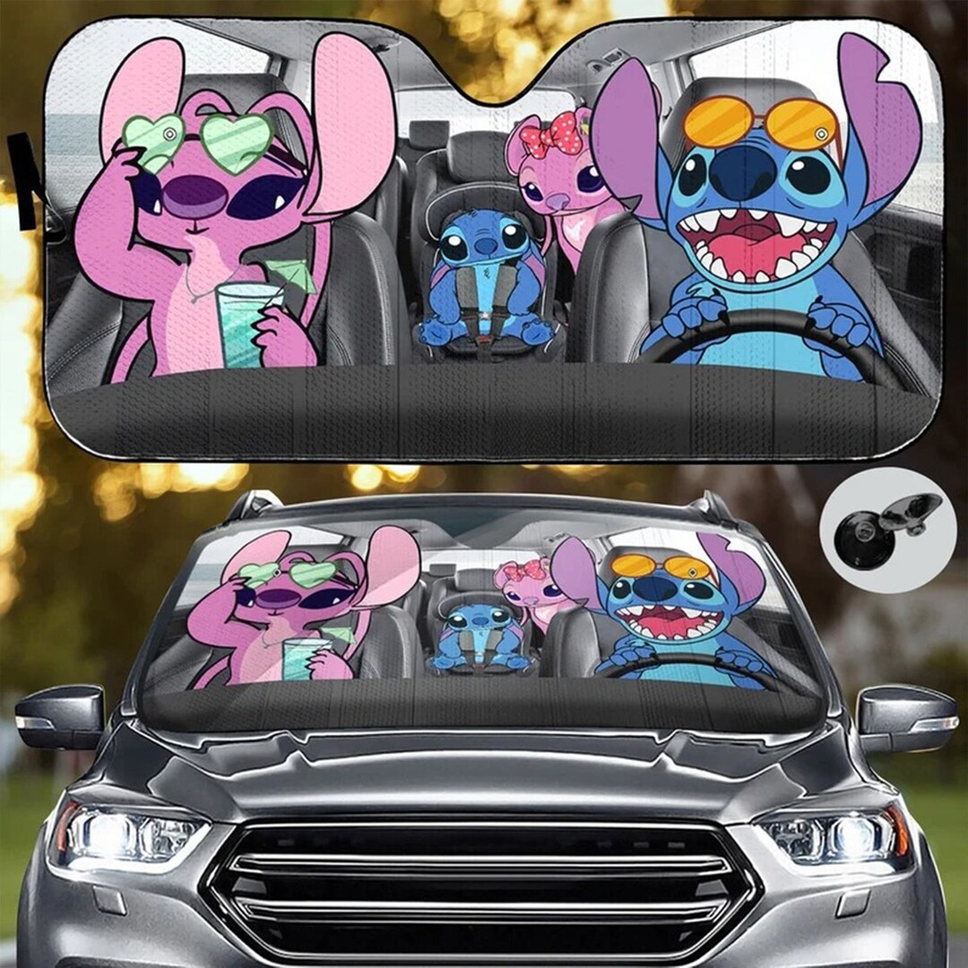 Stitch Car Sun Shade, Stitch Car Decoration, Custom Car Sun Shade, Car ...