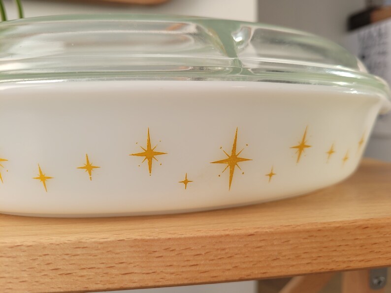 Vintage Pyrex Gold & Yellow sunflower Promotional atomic Starburst ...