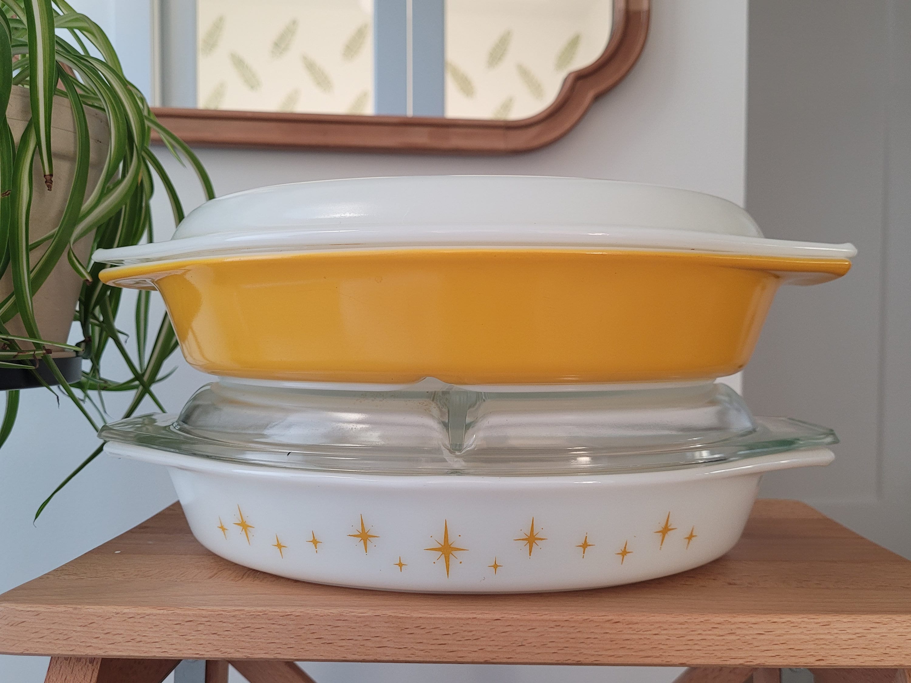 Vintage Pyrex Gold & Yellow sunflower Promotional atomic Starburst ...