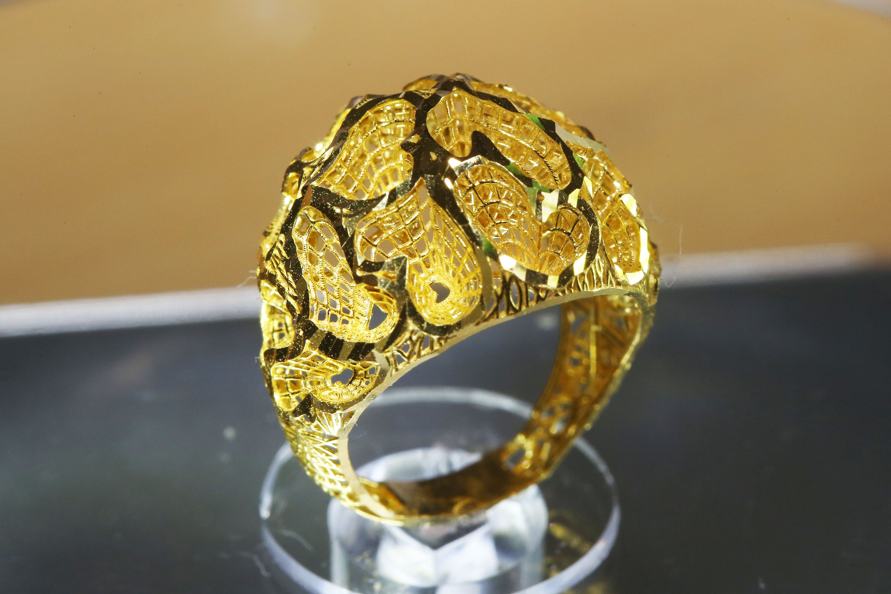 RTG601 Solid Gold Turkish Filigree Ring 21K 22K - Etsy