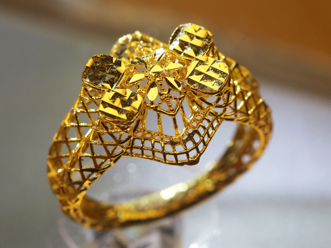 RAA651 Solid Gold Turkish Filigree Ring 21K 22K - Etsy