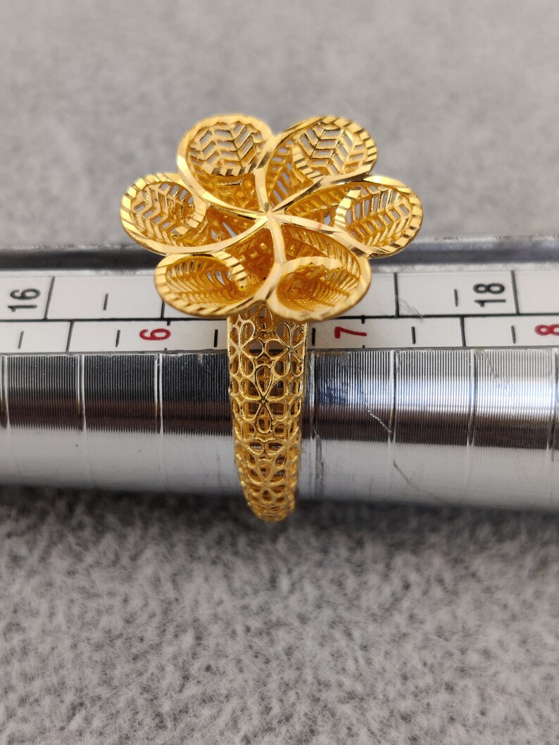 22K Solid Gold Turkish Filigree Flower Ring RF2601 - Etsy
