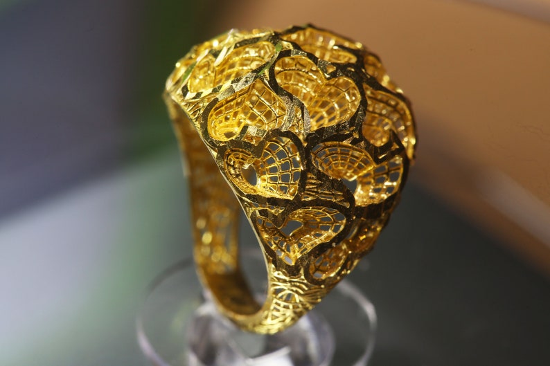 RTG601 Solid Gold Turkish Filigree Ring 21K 22K - Etsy