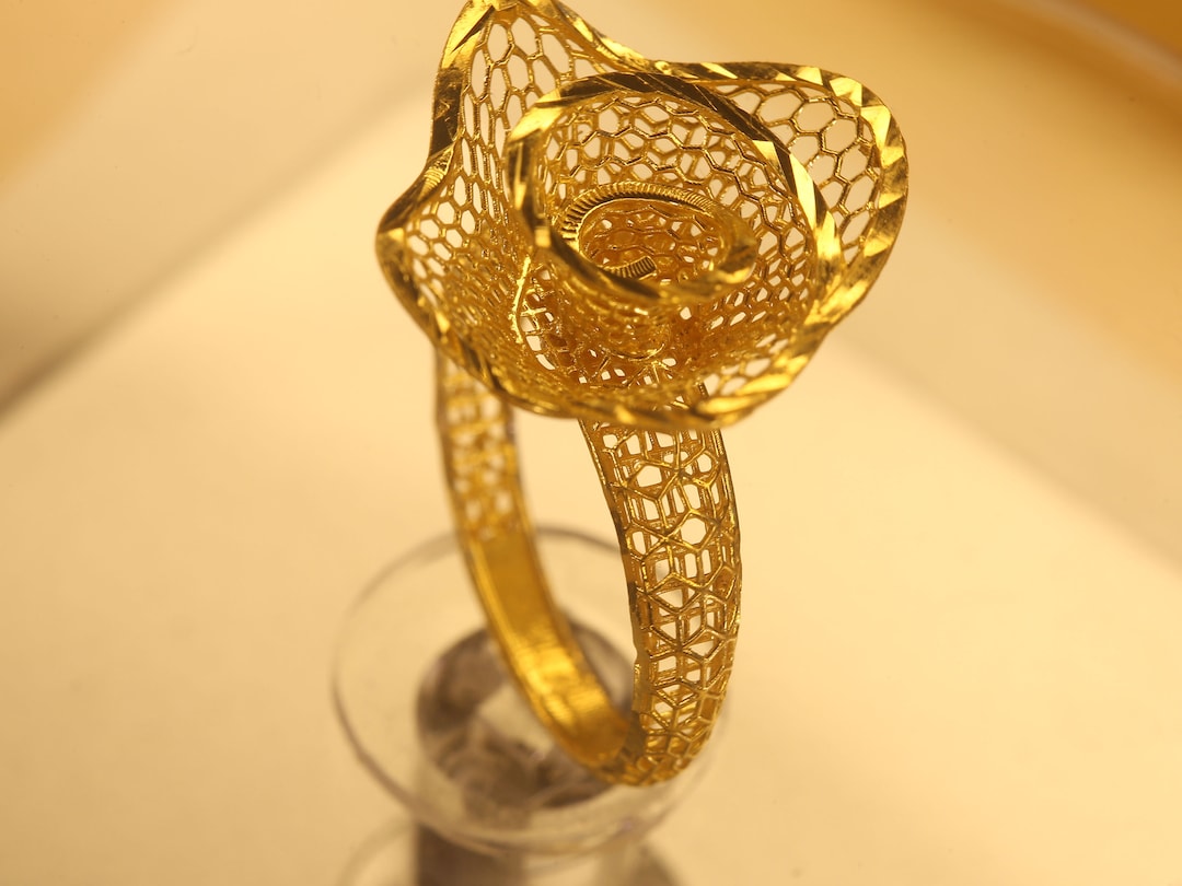 22K Solid Gold Turkish Filigree Flower Ring RJ0851 - Etsy