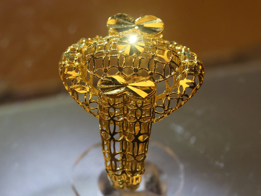 RA7651 Solid Gold Turkish Filigree Ring 21K 22K - Etsy