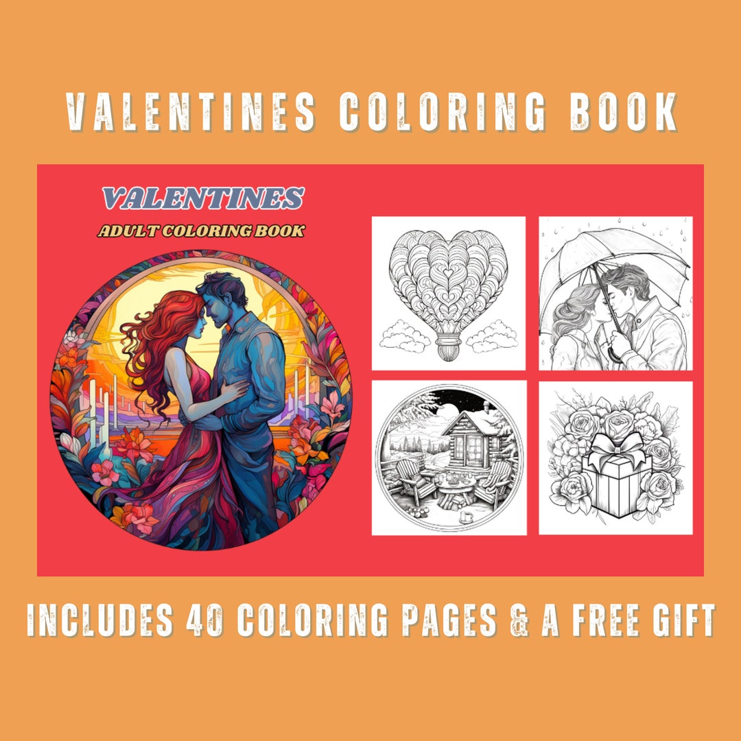 Valentines: Valentines Themed Coloring Book for Adults With 40 Unique ...