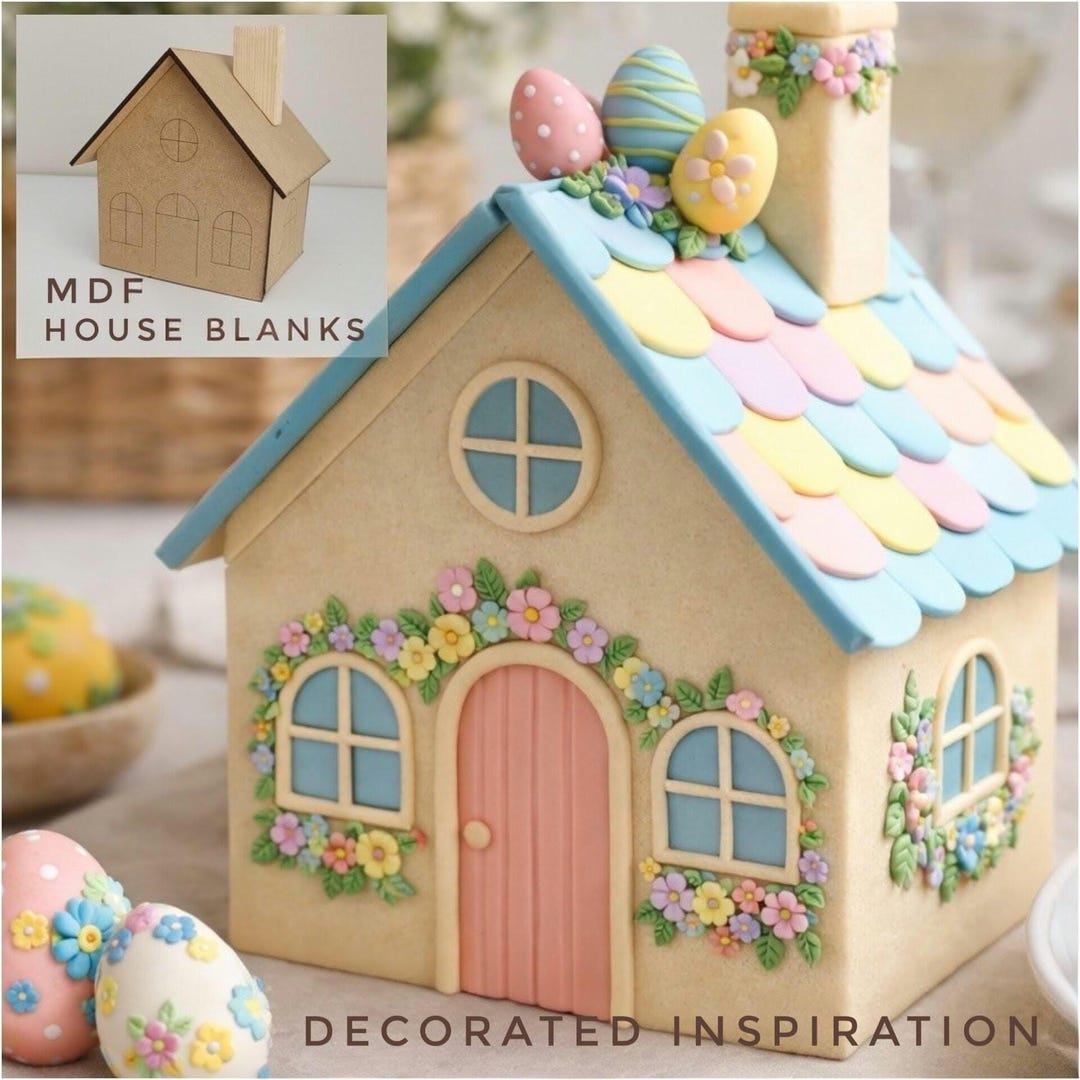 MDF House Blank for Easter Decor, Unfinished Wooden House Base, DIY ...