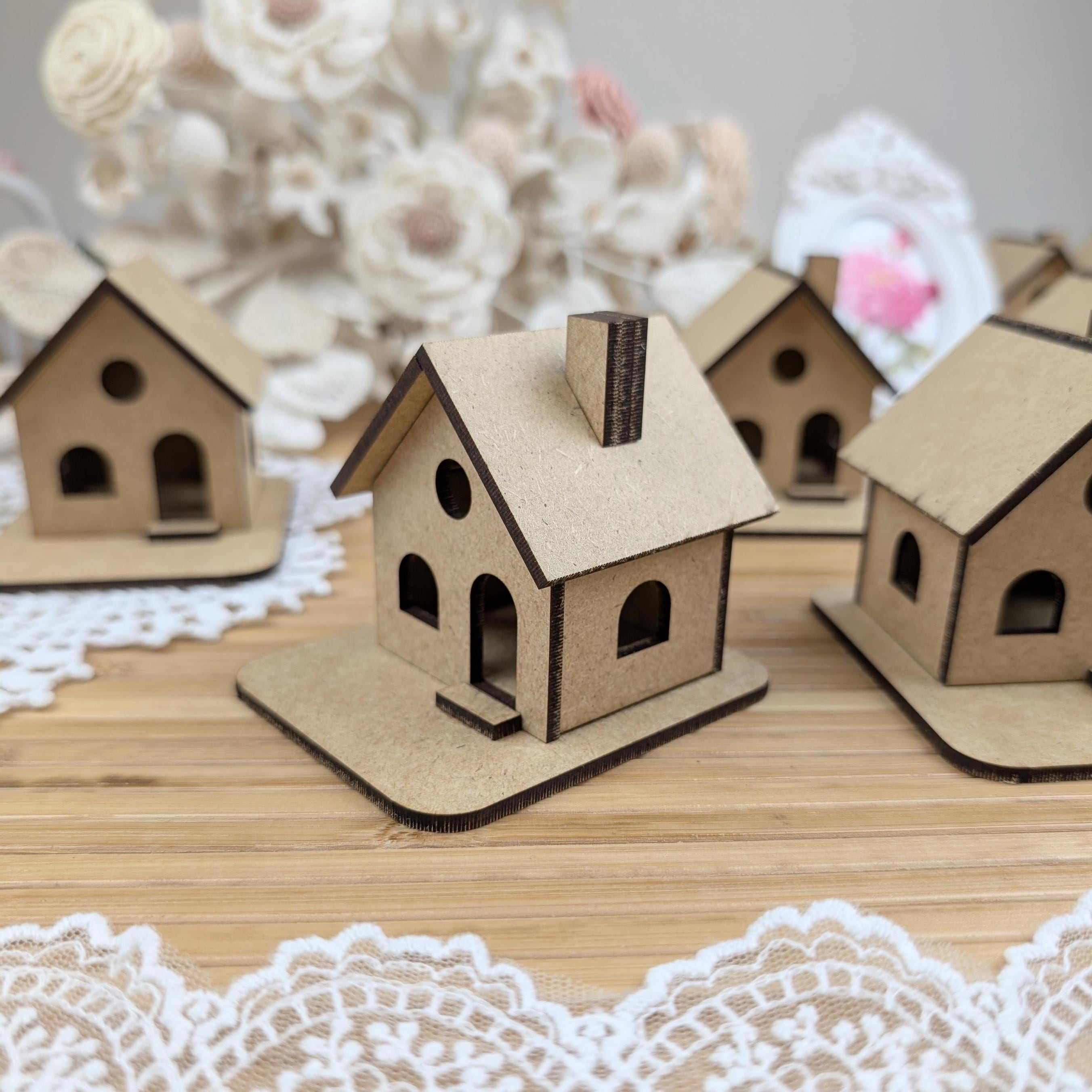 MDF Miniature House With, DIY Craft Blank or Ready-made Wooden House ...