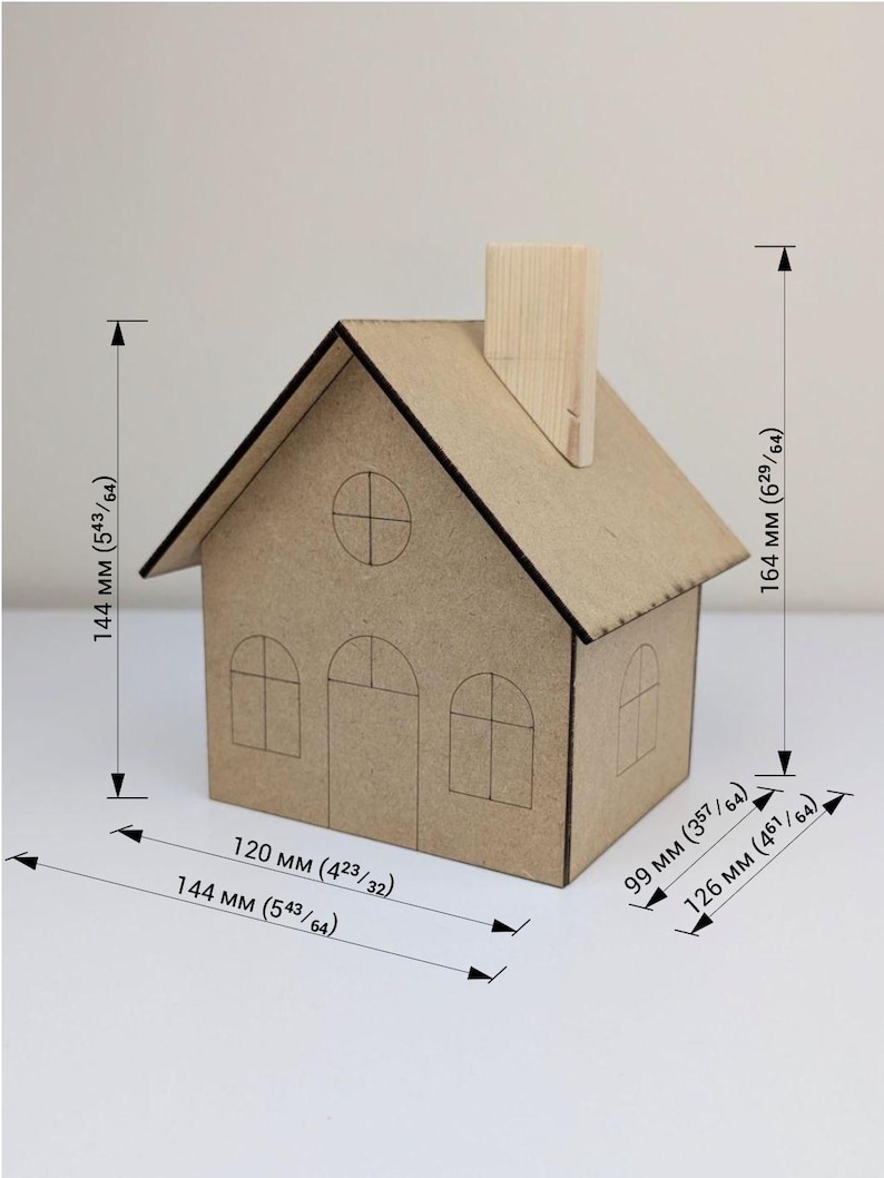 Wooden House Blank for Crafts – 3D DIY Cottage – Paintable MDF House ...