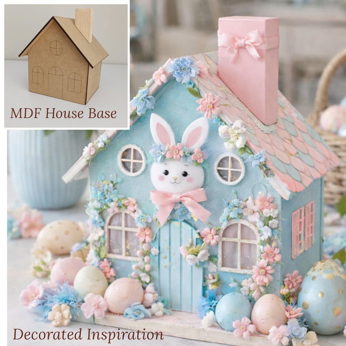 MDF House Blank for Easter Decor, DIY Spring Cottage Base for Painting ...