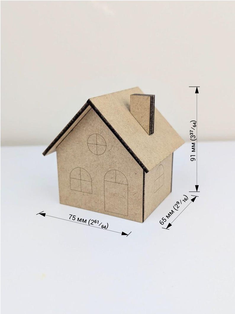 Mini MDF House Blank, DIY Cottage House Base for Fairy Houses, Crochet ...