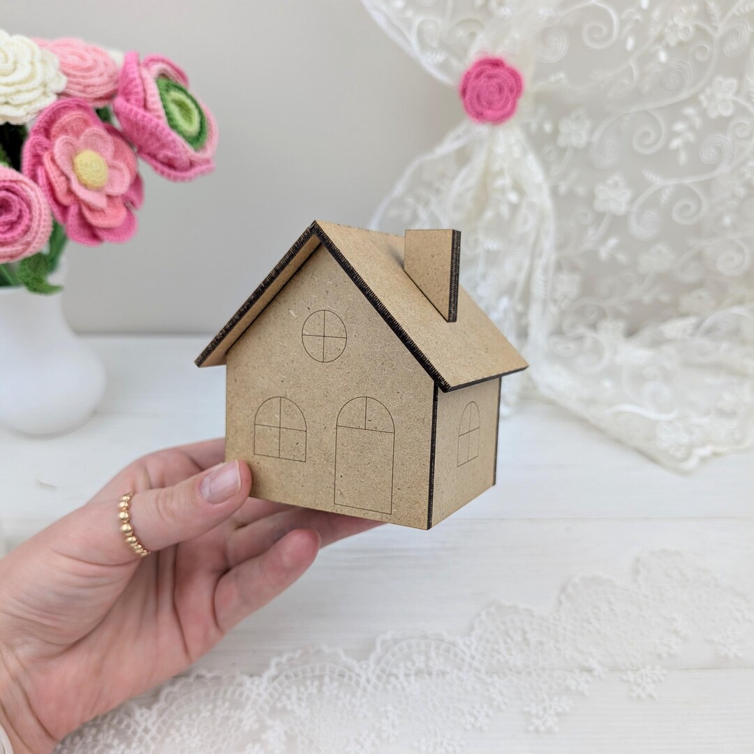 MDF House Blank for Crafts | Wooden House Base for DIY Decor, for Kinds ...