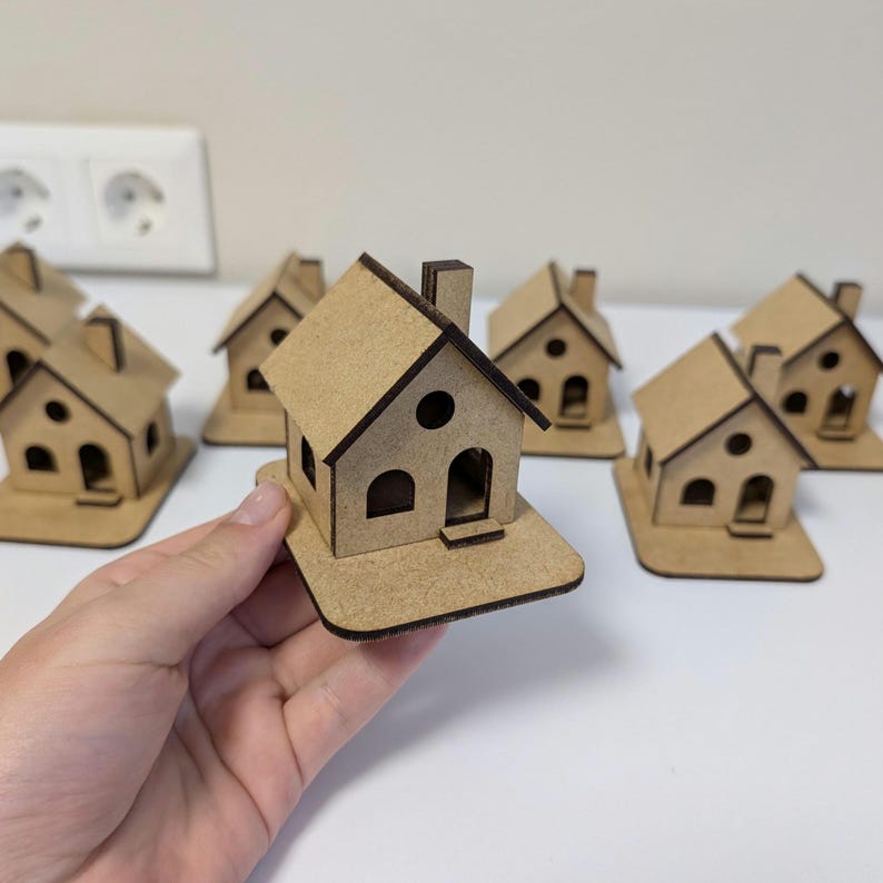 MDF Miniature House With, DIY Craft Blank or Ready-made Wooden House ...