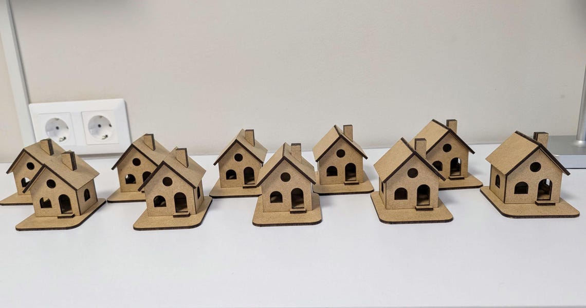 MDF Miniature House With, DIY Craft Blank or Ready-made Wooden House ...