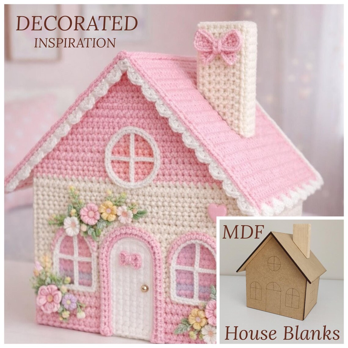 MDF House Blank for Nursery Decor, Wooden House Base for Crochet ...