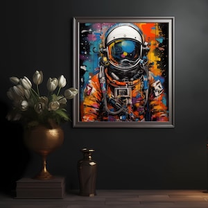 Graffiti Wall Art, Spaceman Wall Decor, Astronaut Poster, Colorful ...