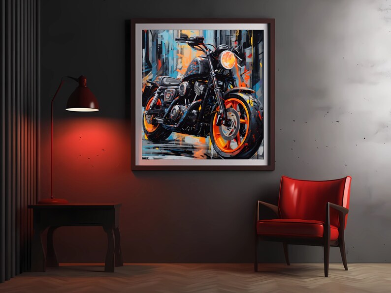 Motorcycle Graffiti Art Print: Street Pop Bike Poster (digital Download ...