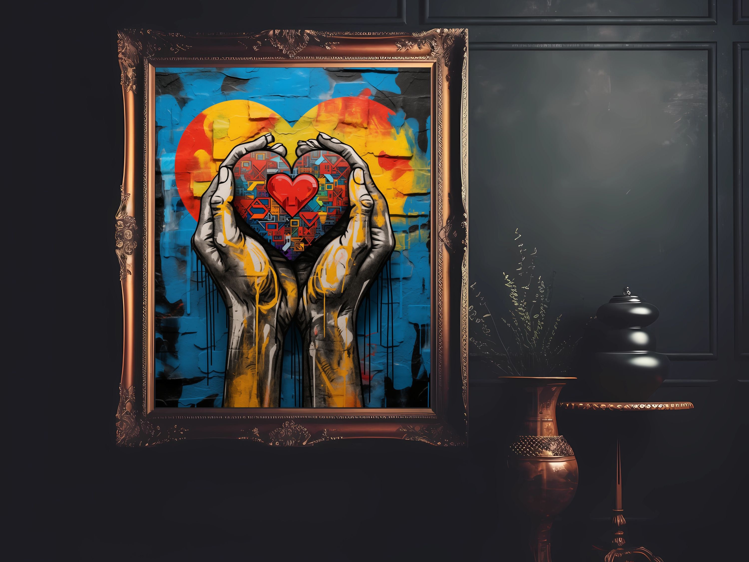 Eternal Love Graffiti Art Print: Red Heart Hands (digital Download) - Etsy