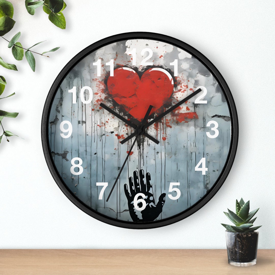Flying Love Unique Wall Clock, Graffiti Style Timepiece, 10" X 10 ...