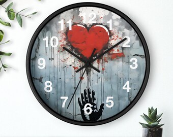 Love Hands Unique Wall Clock, Graffiti Style Timepiece, 10 X 10 ...