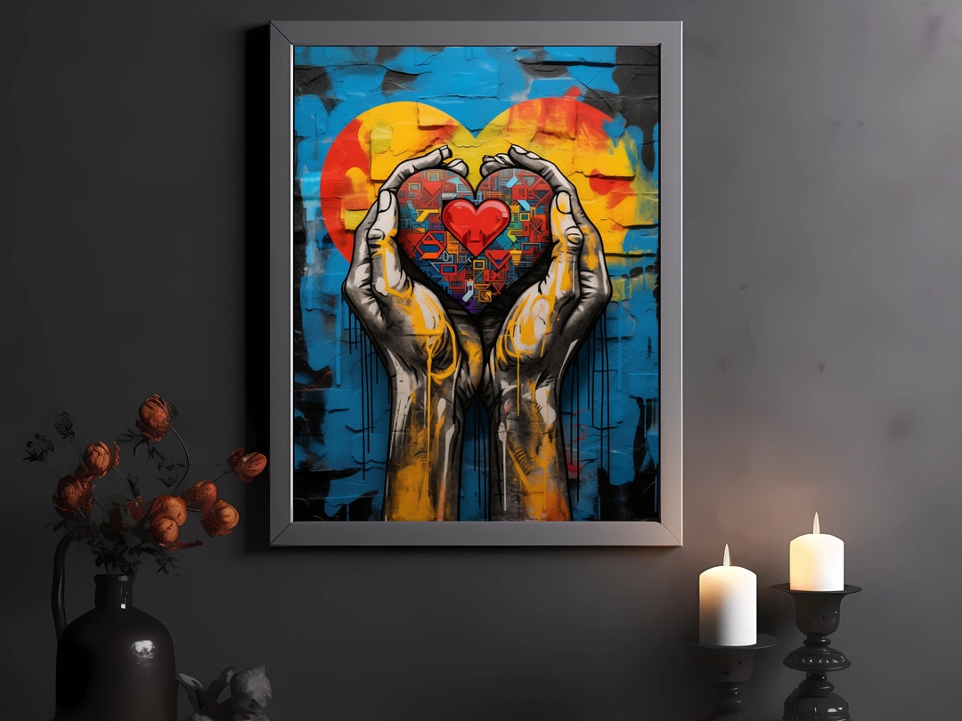 Graffiti Wall Art Eternal Love Red Heart Poster Modern Street Style ...