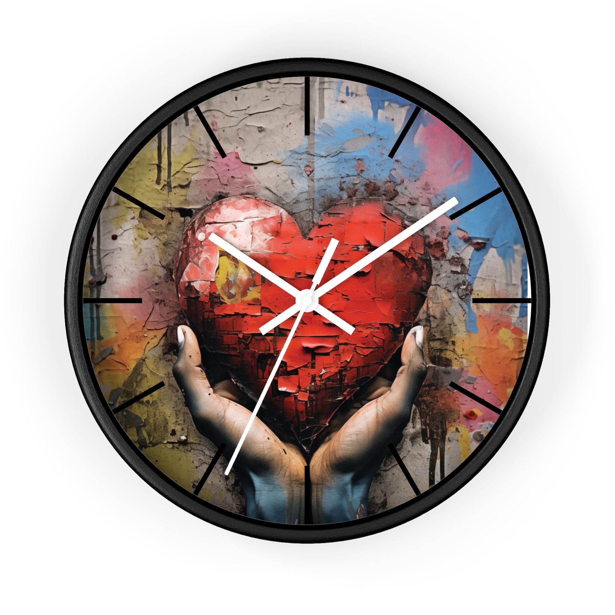Love Hands Unique Wall Clock, Graffiti Style Timepiece, 10 X 10 ...