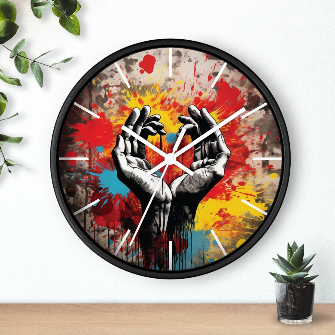 Unique Wall Clock, Graffiti Style Timepiece, 10" X 10", Contemporary ...