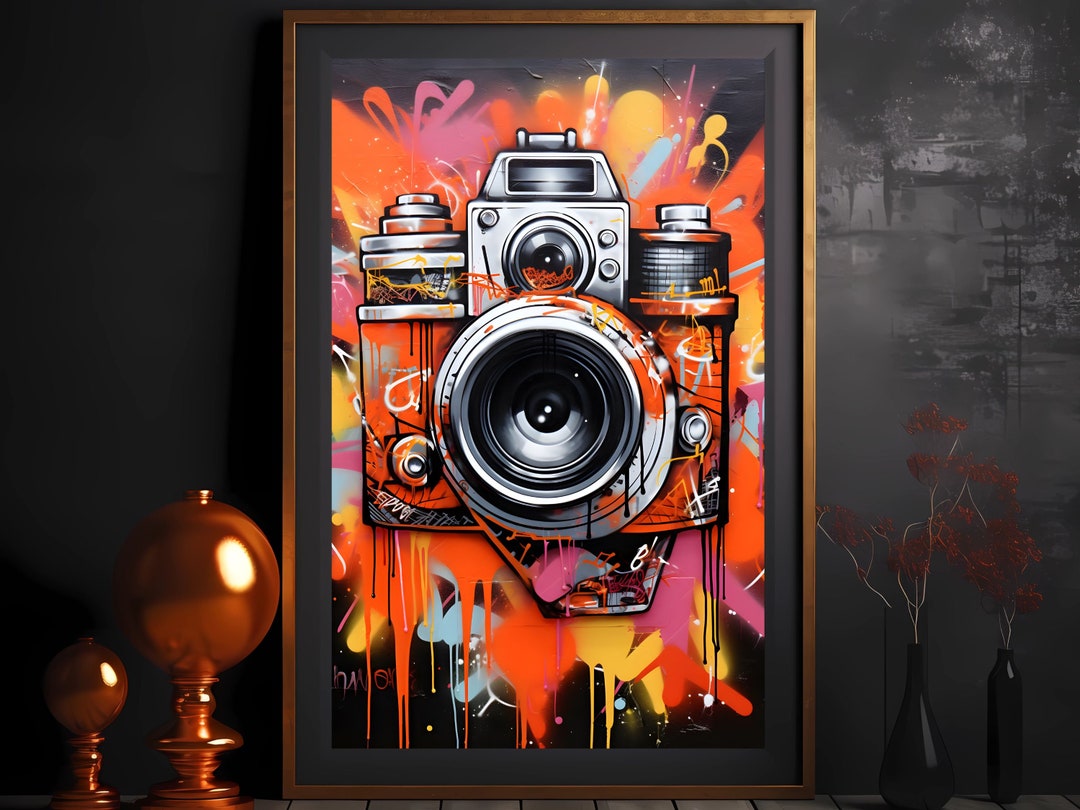 Abstract Camera Graffiti Art Print: Colorful Urban Pop (digital ...