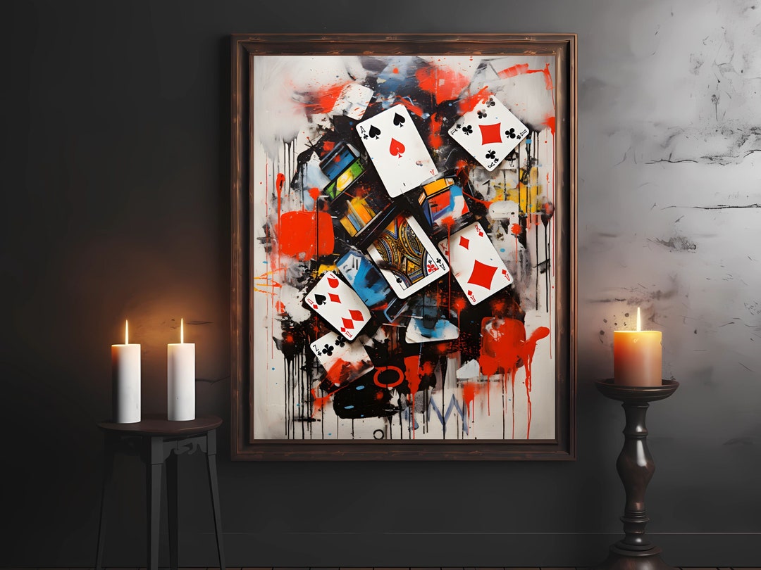 Poker Cards Graffiti Wall Art | Ai Art | Modern Contemporary Funky ...