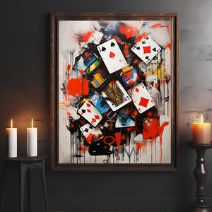 Poker Cards Graffiti Wall Art | Ai Art | Modern Contemporary Funky ...