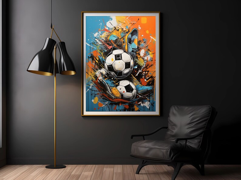 Sports Graffiti Wall Art, Football Poster, Soccer Prints for Boys ...