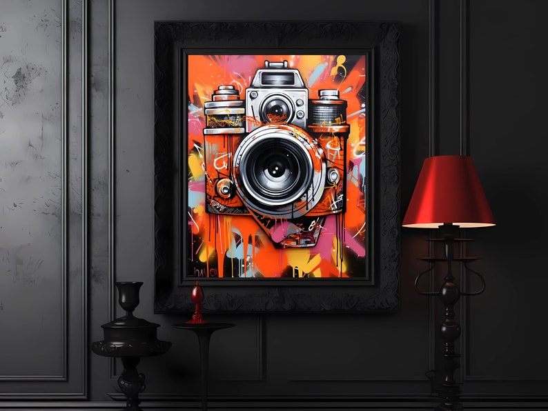 Abstract Camera Graffiti Art Print: Colorful Urban Pop (digital ...