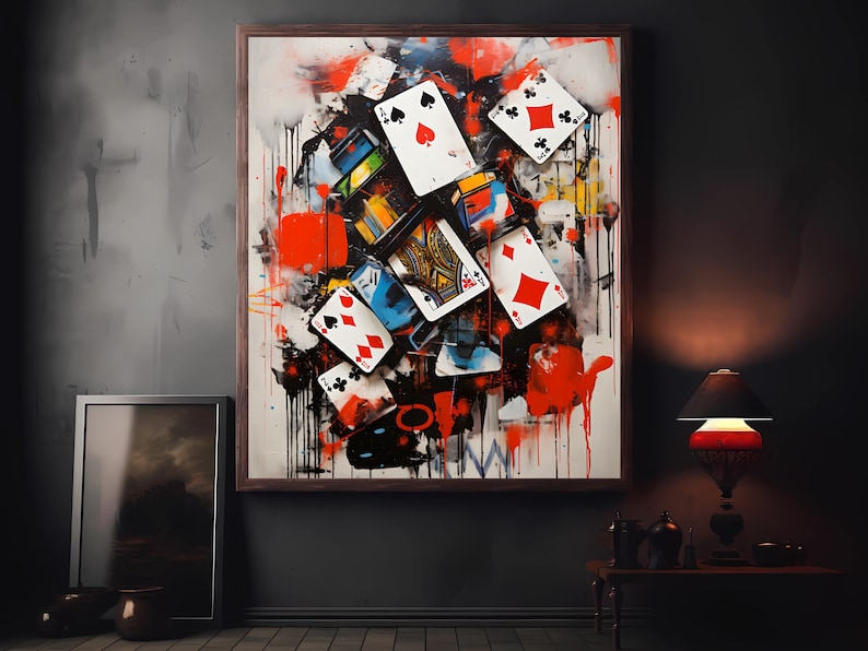 Poker Cards Graffiti Wall Art | Ai Art | Modern Contemporary Funky ...