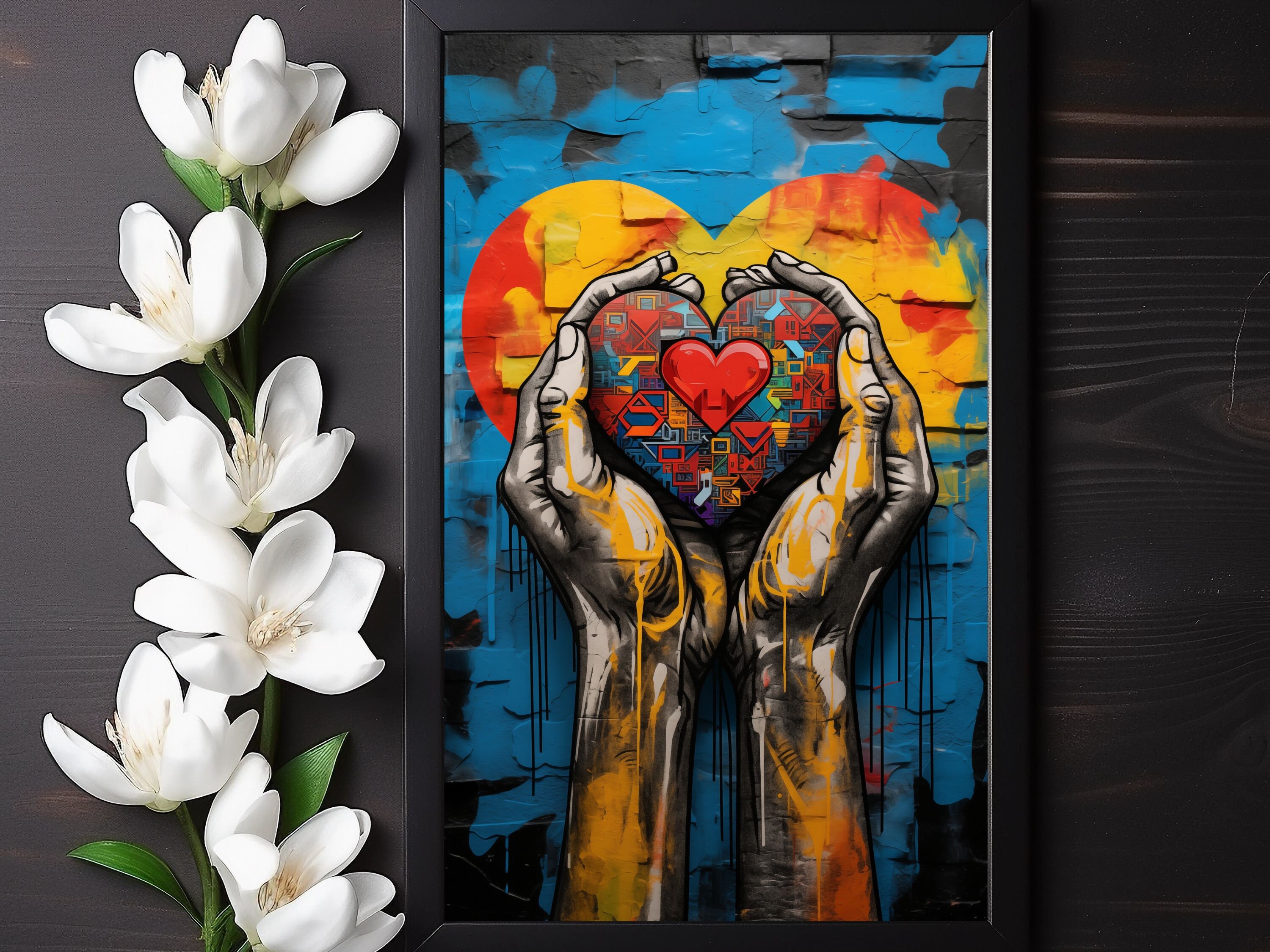 Graffiti Wall Art Eternal Love Red Heart Poster Modern Street Style ...