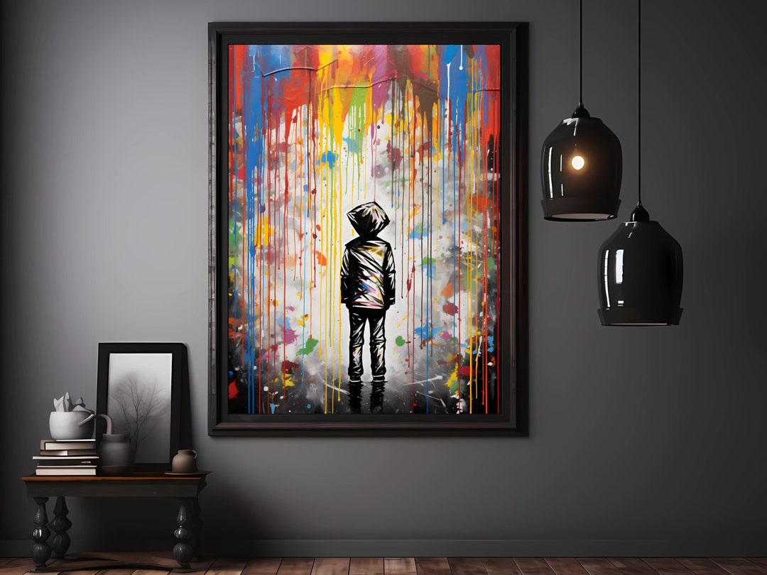 Colorful Graffiti Rain Print: Abstract Contemporary Art (digital ...