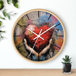 Love Hands Unique Wall Clock, Graffiti Style Timepiece, 10" X 10 ...