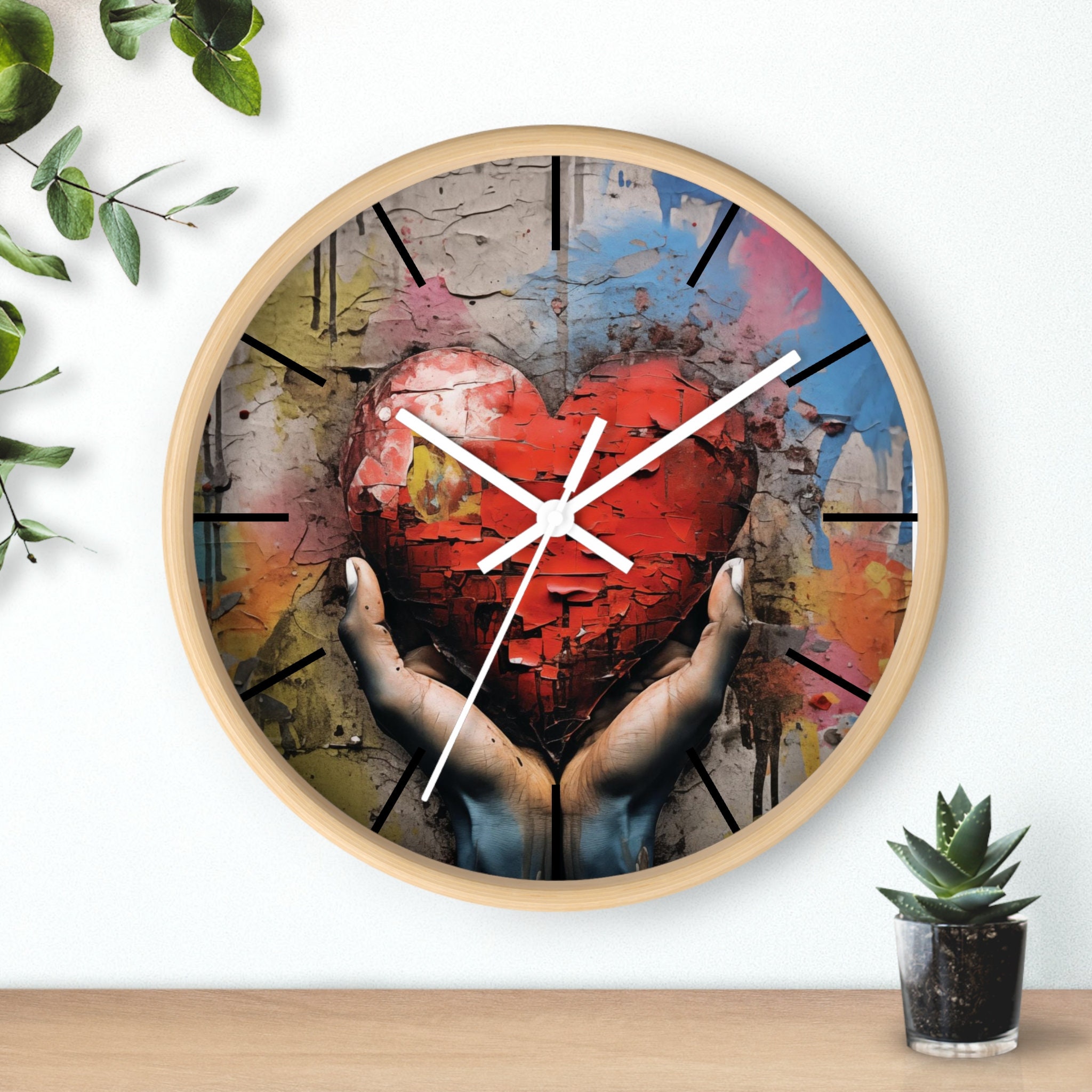 Love Hands Unique Wall Clock, Graffiti Style Timepiece, 10 X 10 ...