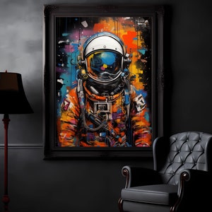 Graffiti Wall Art, Spaceman Wall Decor, Astronaut Poster, Colorful ...