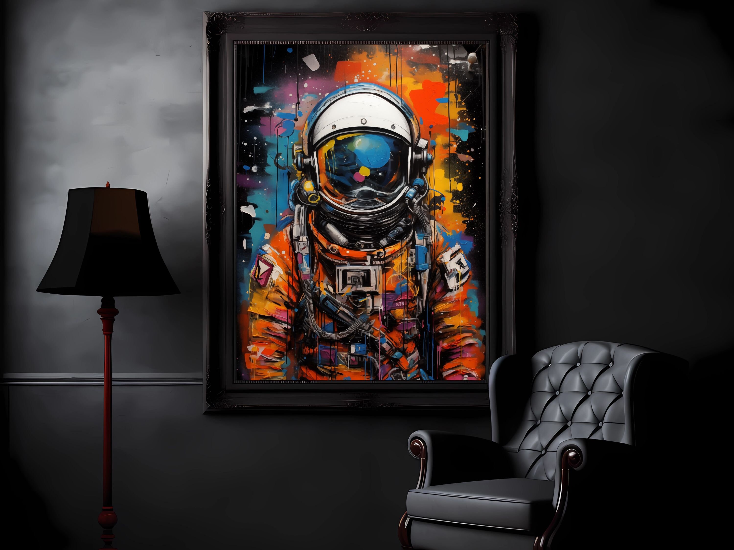 Abstract Graffiti Astronaut Print: Colorful Spaceman Wall Art (digital ...