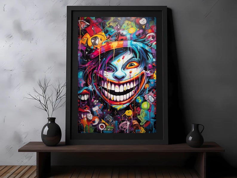 Funky Graffiti Joker Art Print: Silly Face Poster (digital Download) - Etsy