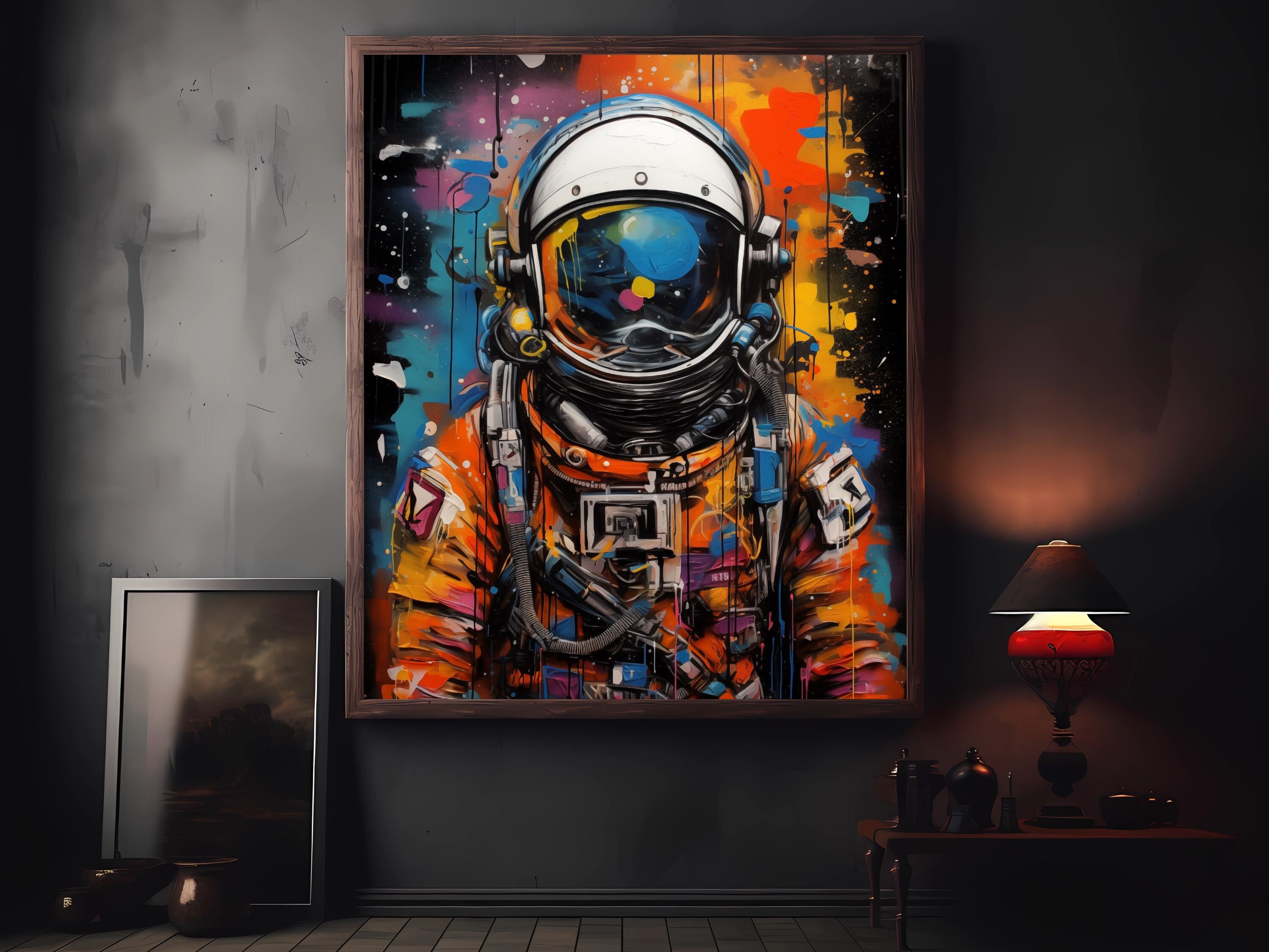 Abstract Graffiti Astronaut Print: Colorful Spaceman Wall Art (digital ...