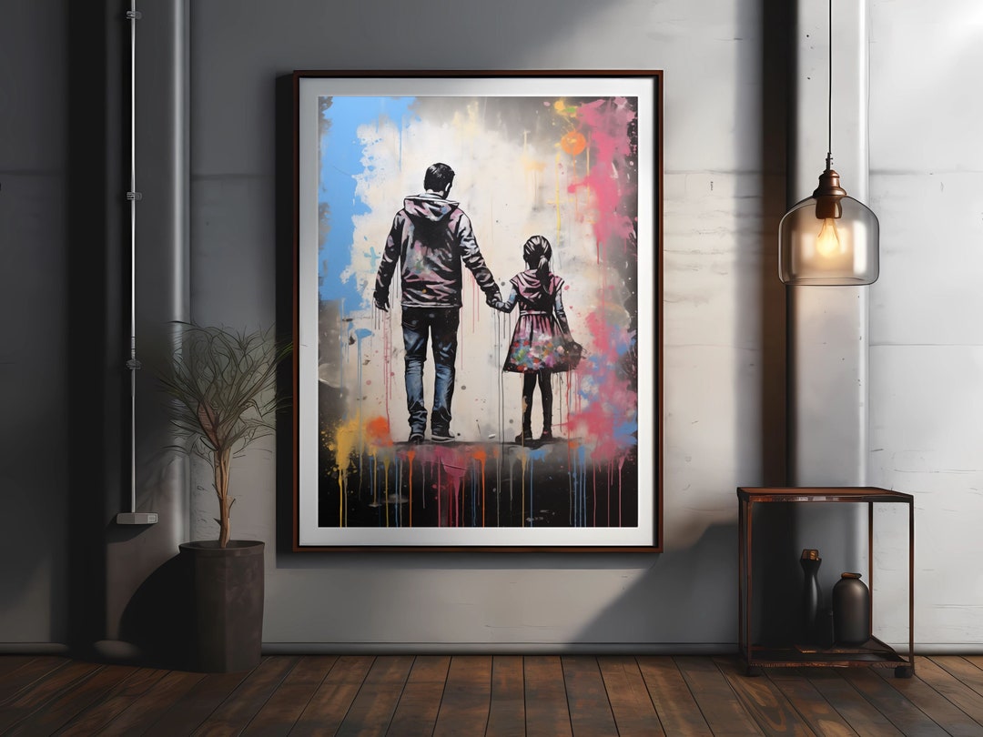 Graffiti Wall Art - Poster of Father & Daughter - Printable Artwork ...