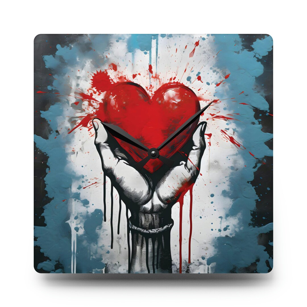 Graffiti Wall Clock, Unique Wall Decoration, Rectangle or Round Options ...