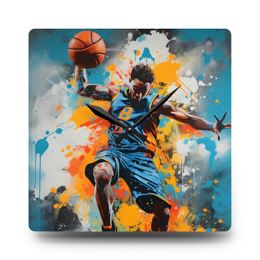 Basketball Slam Dunk Wall Clock | Unique Wall Decor | Round or Square ...