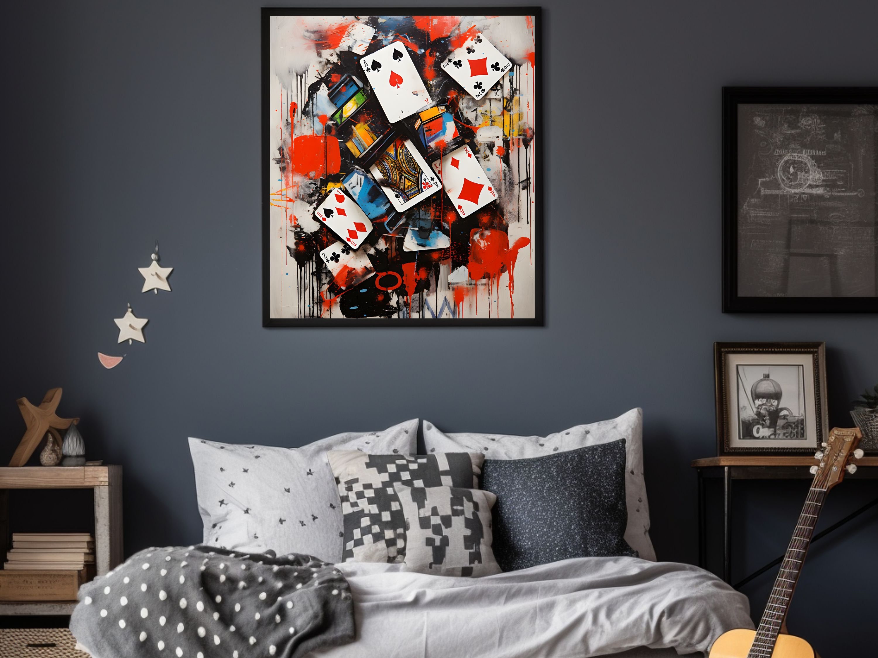 Poker Cards Graffiti Wall Art | Ai Art | Modern Contemporary Funky ...