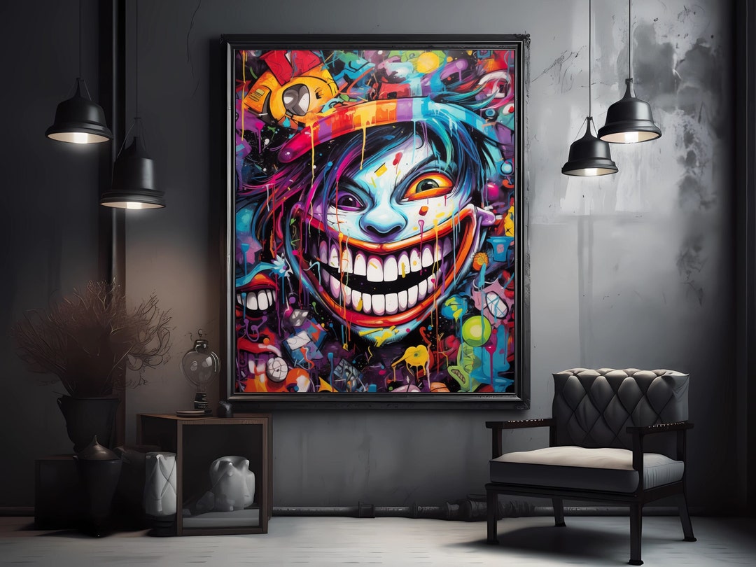 Funky Graffiti Joker Art Print: Silly Face Poster (digital Download) - Etsy